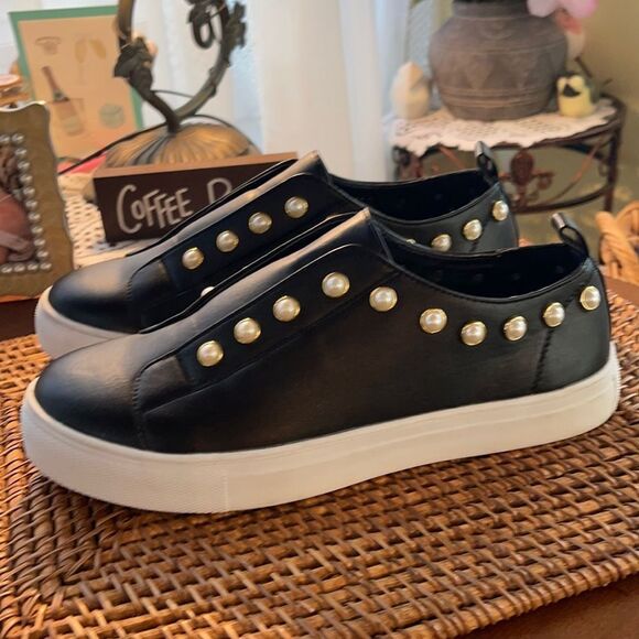 Rasolli | Shoes | Rasolli Coquettegirl Blackslipon Sneakers With Pearl ...